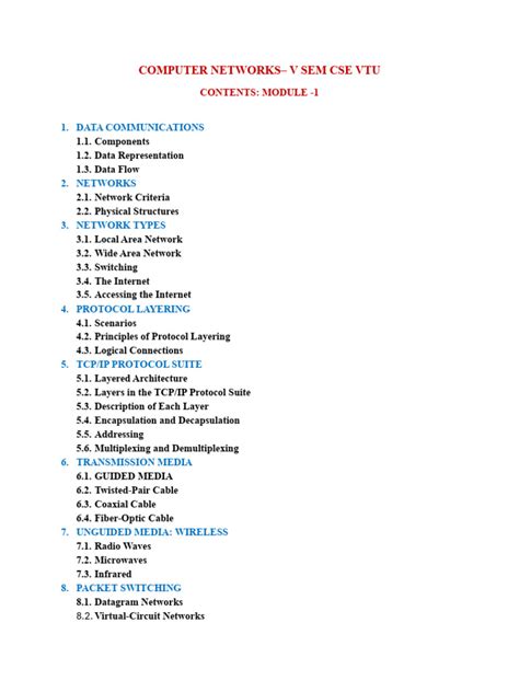 Cn Module 1 Notes Data Communications And Networks Pdf