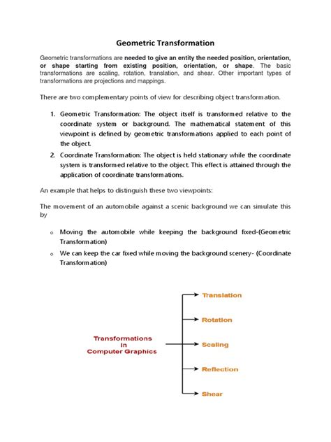 Unit 5 Transformation Notes Pdf 2 D Computer Graphics Cartesian