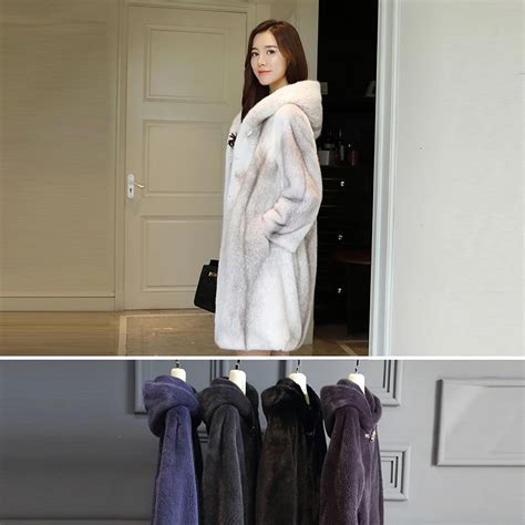 수입 크로스 밍크 여성 밍크 코트 여성 밍크 모피 긴 모피 가죽 겨울 패션 Haining리얼 퍼 Aliexpress