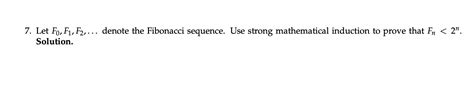 Solved Let Fo F F Denote The Fibonacci Sequence Chegg