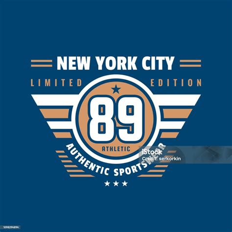 89 뉴욕 시t셔츠에 인쇄 술 빈티지 번호 옷에 대 한 레트로 작품 배지 두 가지 색상의 인쇄 벡터 일러스트입니다 정통 스포츠입니다 제한 된 Editon입니다 그래픽 디자인
