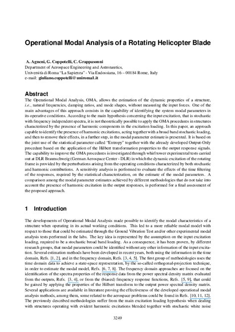 Pdf Operational Modal Analysis Of A Rotating Helicopter Blade