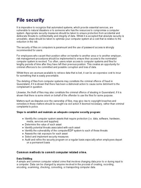File Security Common Methods To Commit Computer Related Crime Pdf