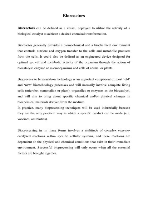 Bio Reactors Pdf Metabolism Sterilization Microbiology