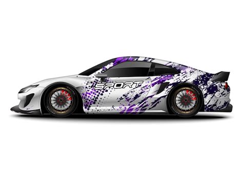 랩 데칼 스티커 디자인 및 차량 정복을위한 추상 레이싱 스포츠카 프리미엄 벡터