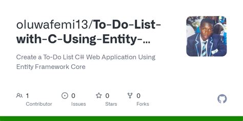 Github Oluwafemi13to Do List With C Using Entity Framework Core And Aspnet Create A To Do