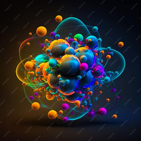 Premium Photo Atom With Colorful Spheres Generative Ai