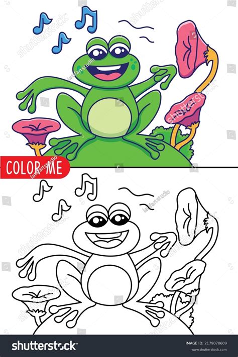 Cartoon Cute Happy Dancing Frog Coloring Stock Vector Royalty Free