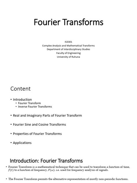 Fourier Transform Pdf Fourier Transform Function Mathematics