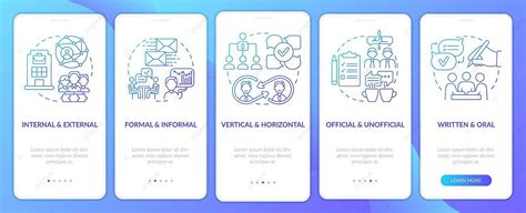 Mobile App Screen Blue Gradient Onboarding For Project Communication Vector Web Mockup