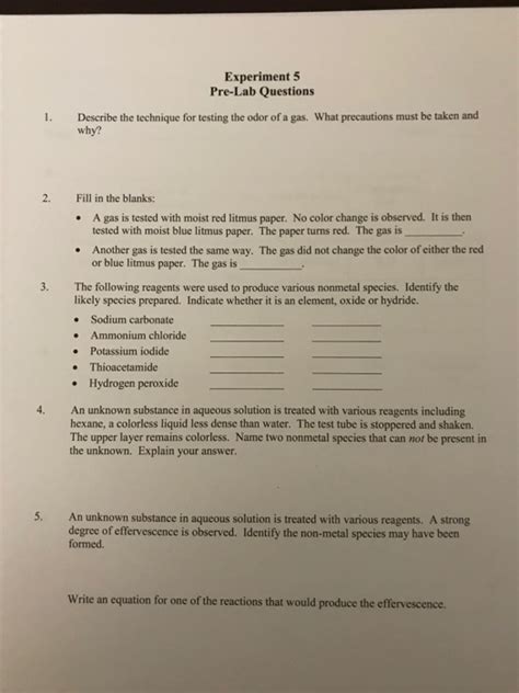 solved experiment 5 pre lab questions 1 describe the