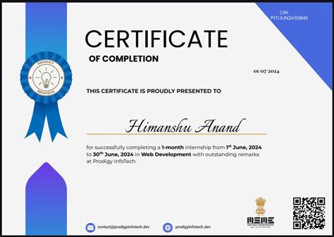 Himanshu Anand On Linkedin Prodigyinfotech Fullstackdevelopment Internship Grateful