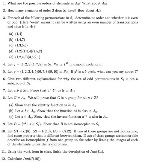 solved 1 what are the possible orders of elements in ag