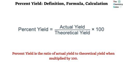 Percent Yield Definition Formula Calculation
