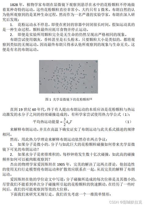 无归行走与布朗运动、扩散现象 Csdn博客
