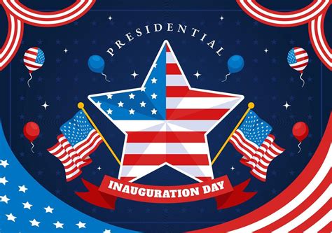 Usa Inauguration Day Design With Washington D C And National Flag