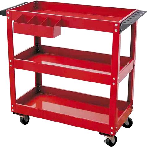 Uptt Tool Trolley 3 Shelf Steel 100kg Capacity Pro Kit
