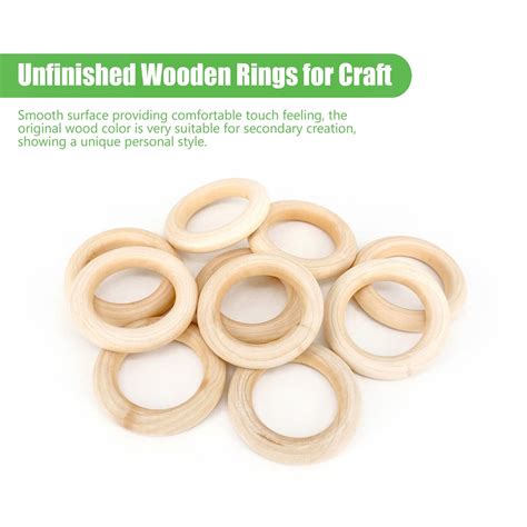 20 Pieces Natural Wood Rings For Crafts Macrame Rings For Diy Wooden