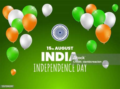 사실적인 고품질 15 8 월 인도 데이 포스터 디자인 컬러 배경에 풍선 격리된 벡터 요소 독립기념일에 대한 스톡 벡터 아트 및 기타 이미지 독립기념일 1월 3차원