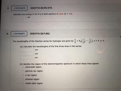 Solved 10 Points Sercp10 28 Wu 010 Estimate The Energy In