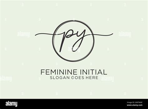 PY Handwriting Logo With Circle Template Vector Logo Of Initial Signature Wedding Fashion
