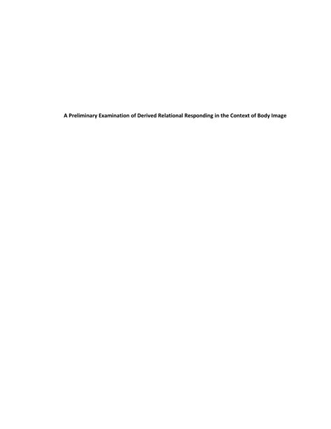 Pdf A Preliminary Examination Of Derived Relational Responding In The Context Of Body Image