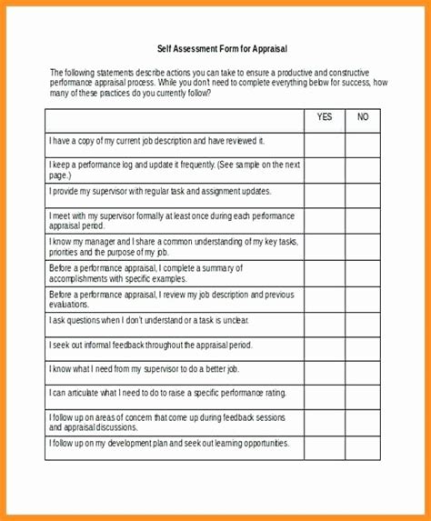 Self Performance Review Template