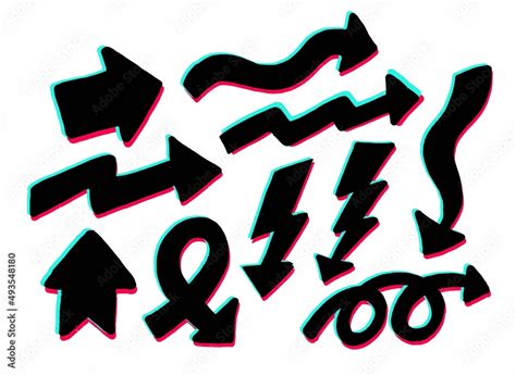 Arrows Pointers Vector Icons Web Navigation Design Elements With Glitch Effect Play Button
