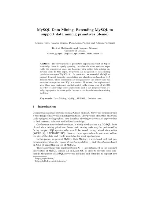 pdf mysql data mining extending mysql to support data mining