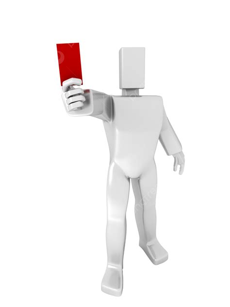 3d Man Shows The Red Card Character Athletic Metal Man Png
