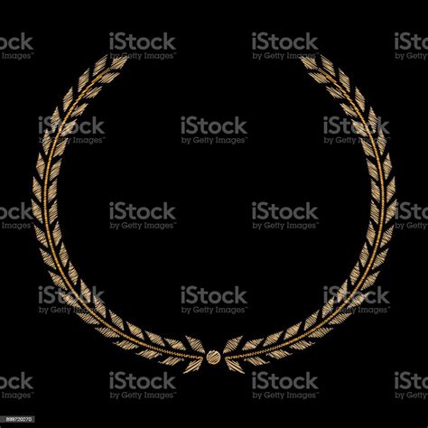 벡터 황금 월계관입니다 레이블 상자 승리 승리 성공에의 상징 직물에 자 수입니다 원형 아이콘 승리입니다 격리 벡터 일러스트입니다 0명에 대한 스톡 벡터 아트 및 기타 이미지