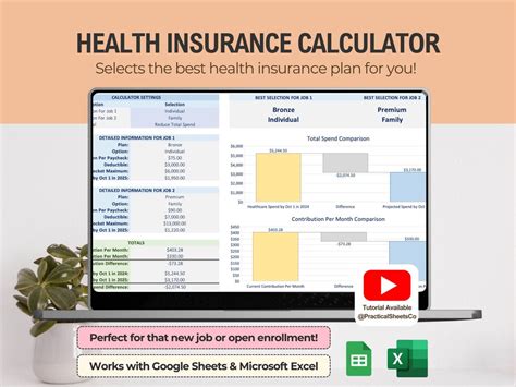 Health Insurance Comparison Tool Template For Excel Spreadsheet