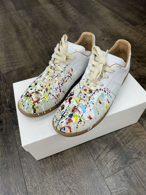 Maison Margiela ‘replica Paint Splatter Gats White 42 Grailed