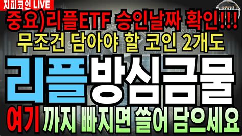 리플 Xrp 대응전략 리플 전망 💥 리플xrp Etf 승인날짜 확인 리플 방심금물 여기까지 빠지면 무조건 쓸어 담으세요 무조건 담아야 할 코인 2개도 확인하세요