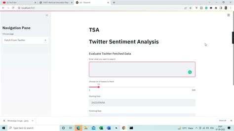 social media sentiment analysis using streamlit code and aweb app