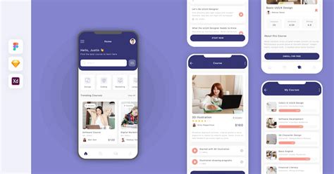 Online Course Mobile App Ui Kit Ux And Ui Kits Ft Online And Education Envato Elements