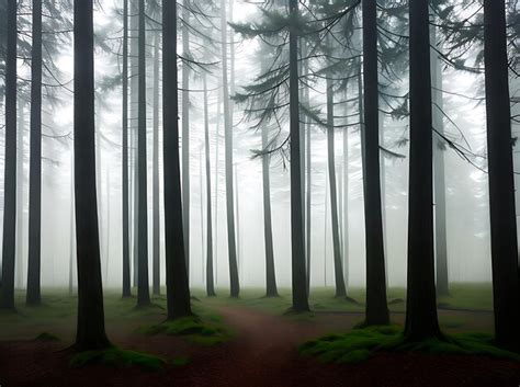 Premium Photo Detailed Forest Chilled By Warm Fog