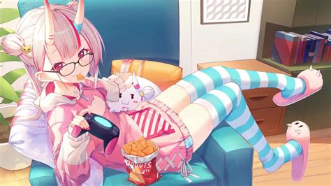 Anime Girl Playing Video Games