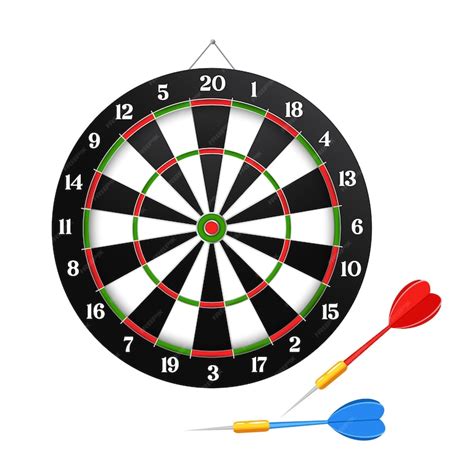 Premium Vector Dartboard With Colored Darts Isolated On A White