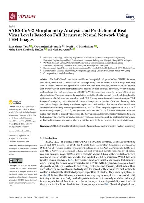 pdf sars cov 2 morphometry analysis and prediction of real virus