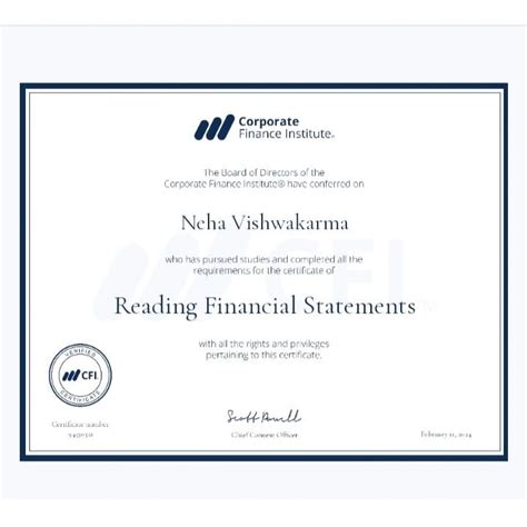 Neha Vishwakarma On Linkedin Cfi Financialanalysis Corporatefinance