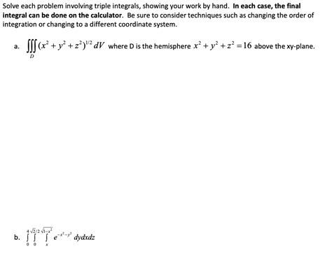 Solved Solve Each Problem Involving Triple Integrals Chegg