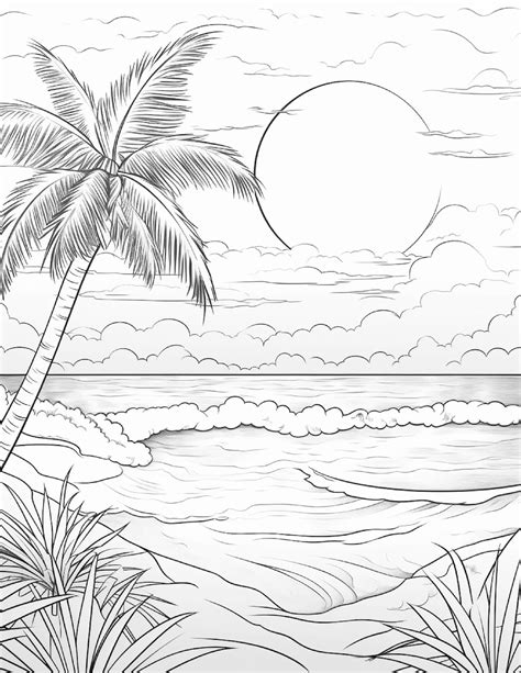 Palm Tree Sunset Coloring Pages 2025