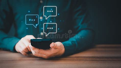 Man Hand Using Smartphone Typing Live Chat Chatting On Application