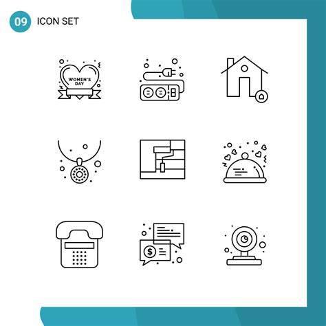 Editable Vector Line Pack Of 9 Simple Outlines Of Construction Jewelry