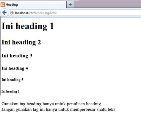 cara membuat heading pada html anak upb