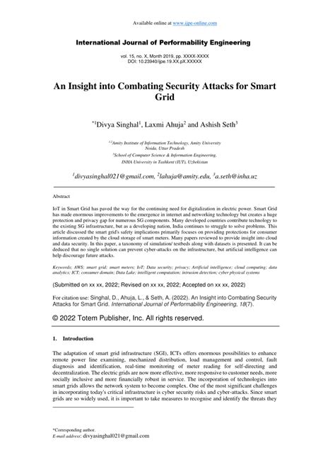 Pdf An Insight Into Combating Security Attacks For Smart Grid