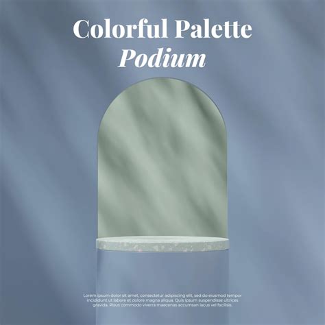 녹색 테라조 텍스처 연단과 사각형의 파란색 페인트 벽의 3d 렌더링 모형 템플릿 프리미엄 Psd 파일