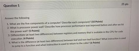 Solved Pts Question Answer The Following What Are Chegg