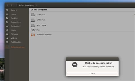 Unable To Access Location Not Authorized To Perform Operation Ask Ubuntu